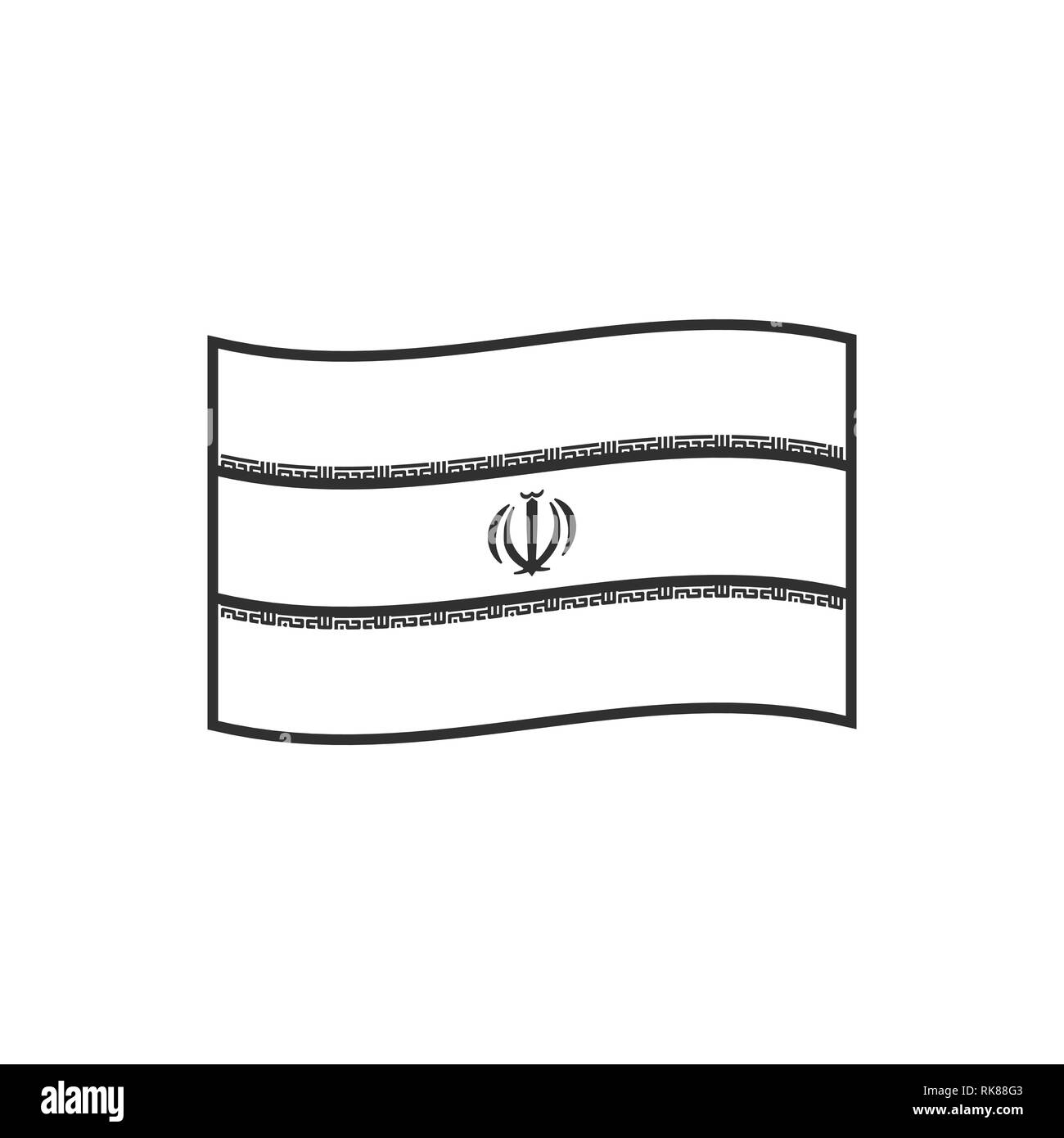 Iran flag icon in black outline flat design. Independence day or National day holiday concept ...