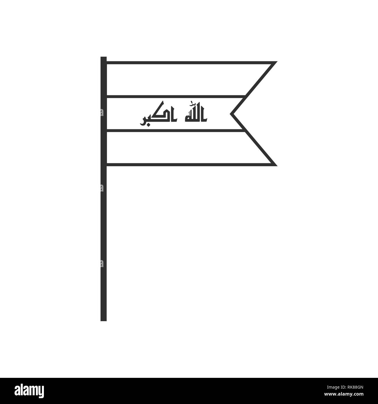 Iraq flag icon in black outline flat design. Independence day or ...