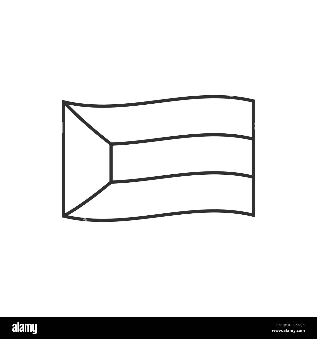 Kuwait flag icon in black outline flat design. Independence day or ...