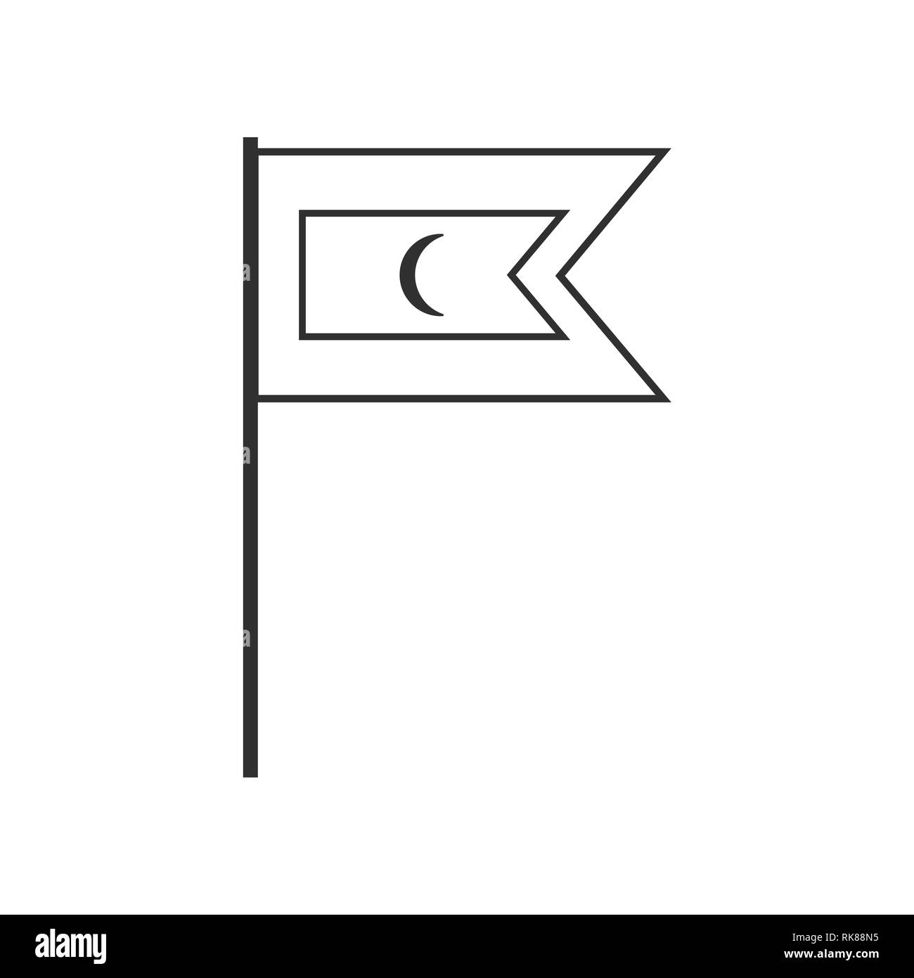 Maldives flag icon in black outline flat design. Independence day or ...