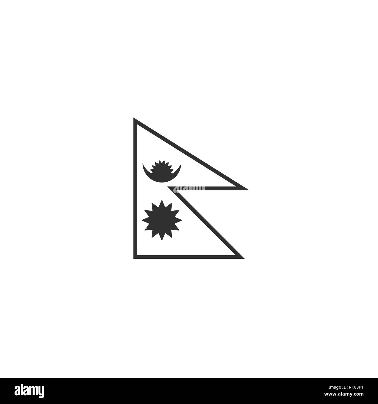 Nepal flag icon in black outline flat design. Independence day or ...