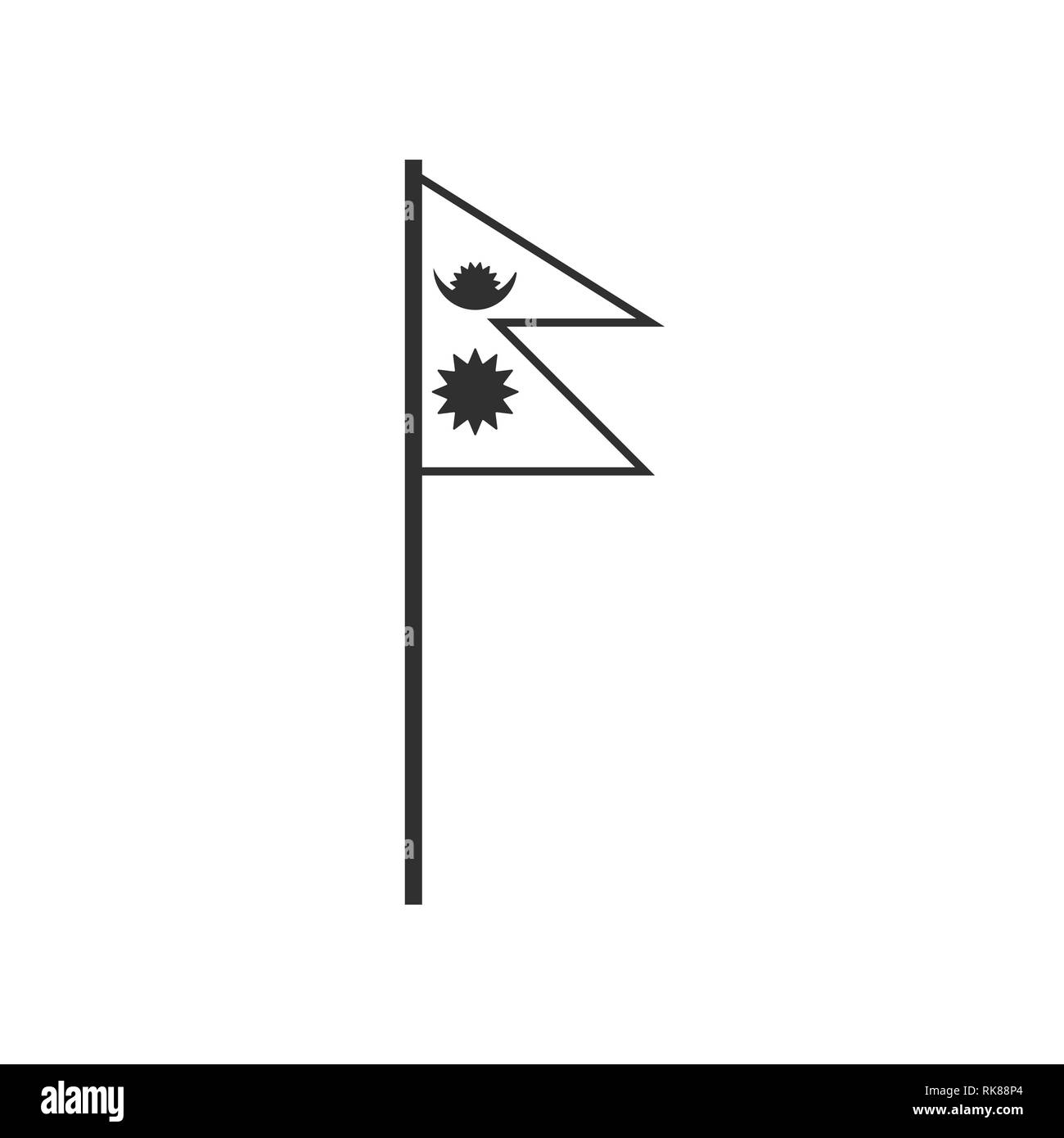 Nepal flag icon in black outline flat design. Independence day or ...