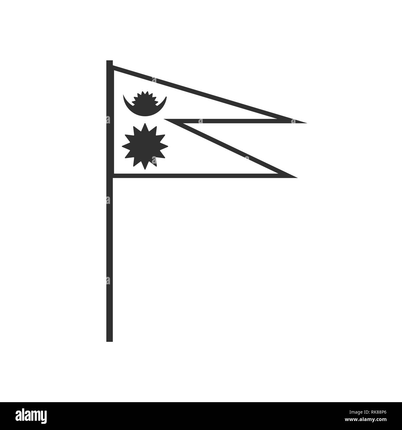 Nepal flag icon in black outline flat design. Independence day or ...