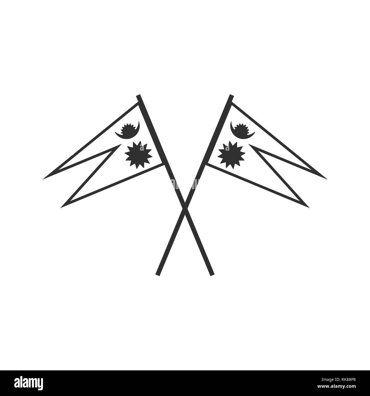Nepal flag icon in black outline flat design. Independence day or ...