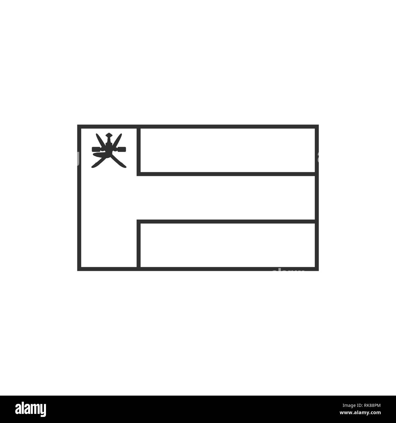 Oman flag icon in black outline flat design. Independence day or ...