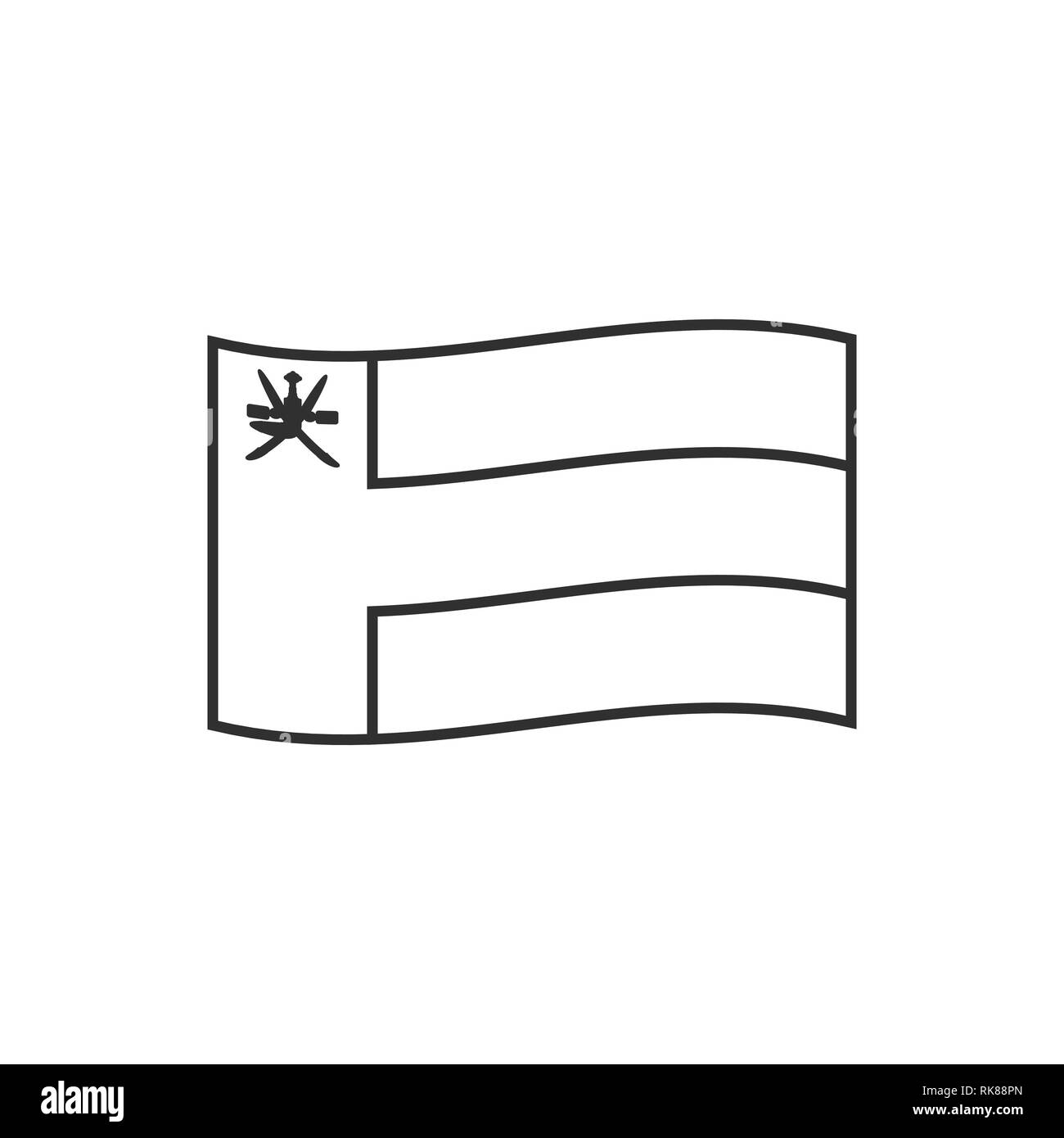 Oman flag icon in black outline flat design. Independence day or ...
