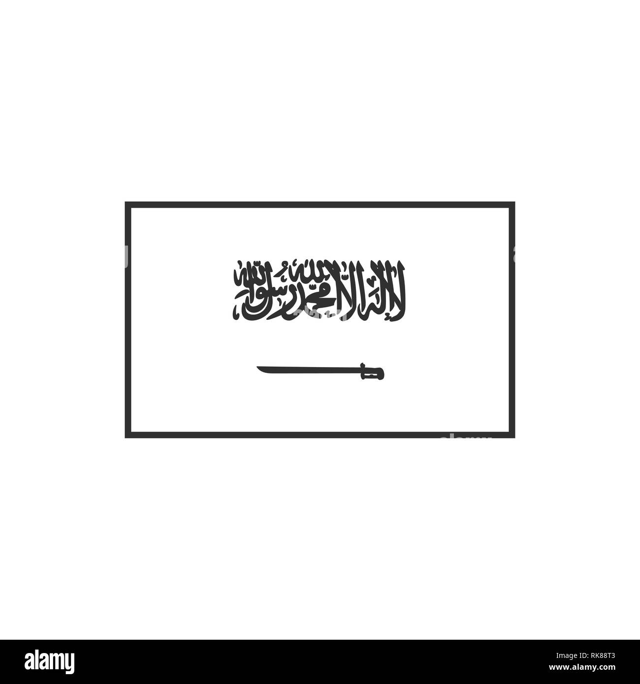 Saudi Arabia flag icon in black outline flat design. Independence day ...