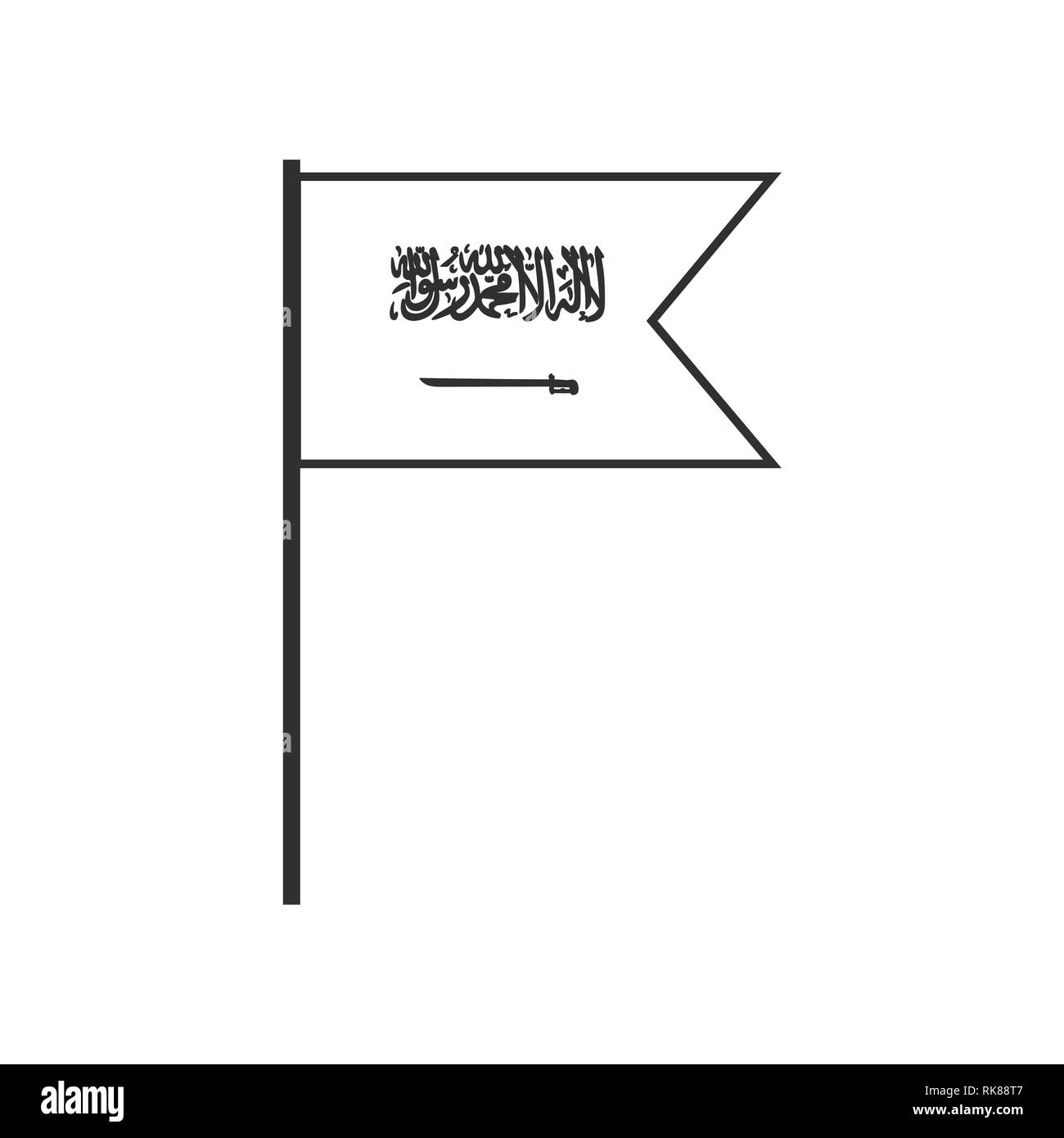 Saudi Arabia flag icon in black outline flat design. Independence day ...