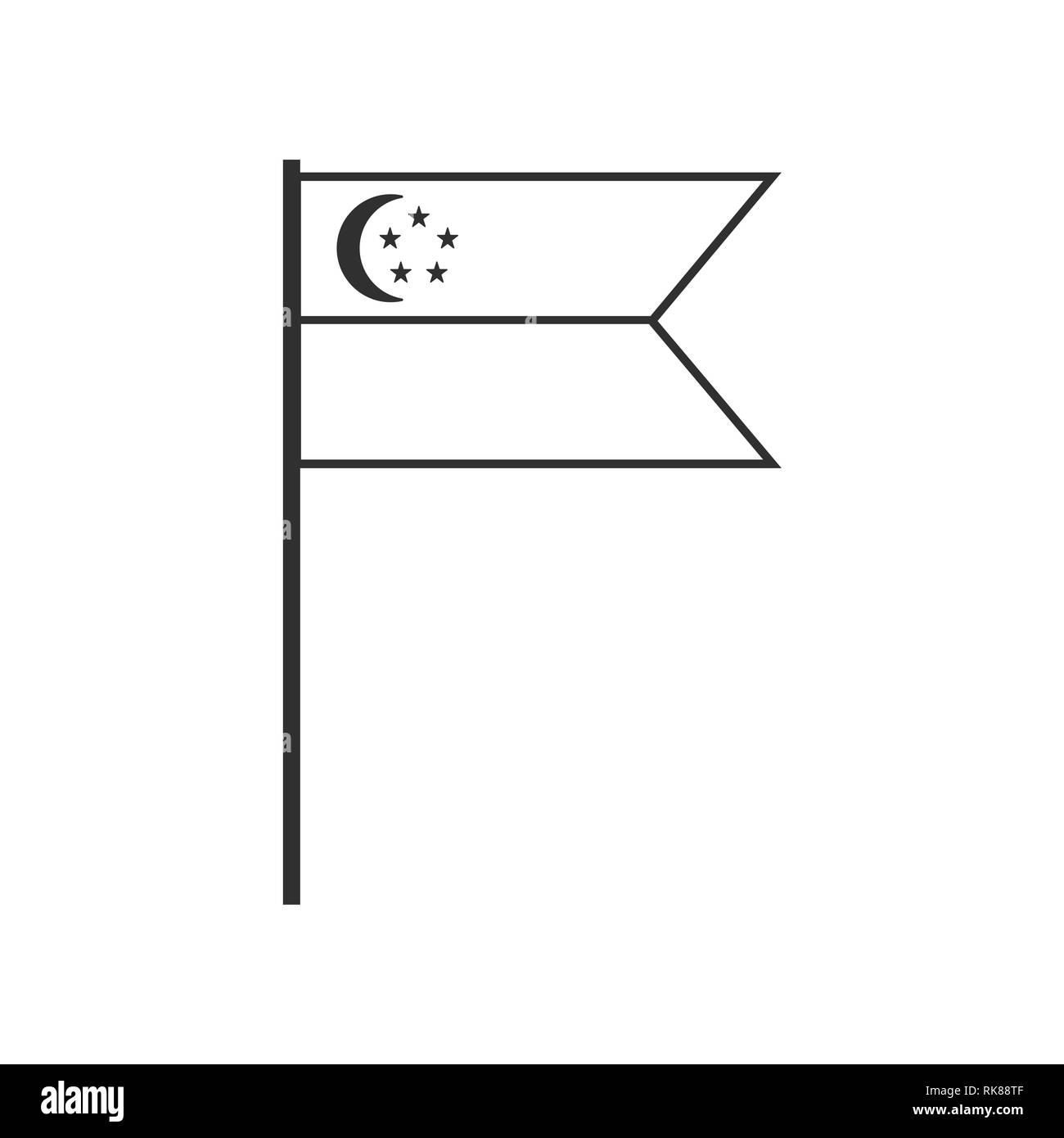 Singapore flag icon in black outline flat design. Independence day or ...