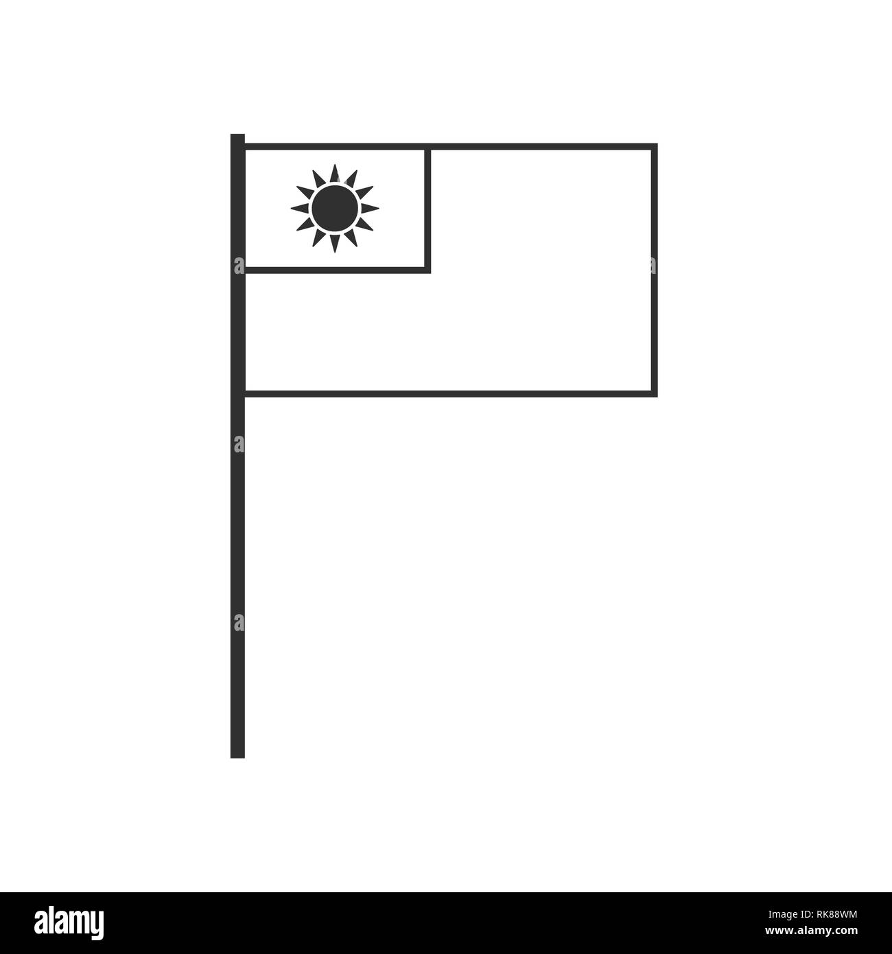 Taiwan flag icon in black outline flat design. Independence day or ...