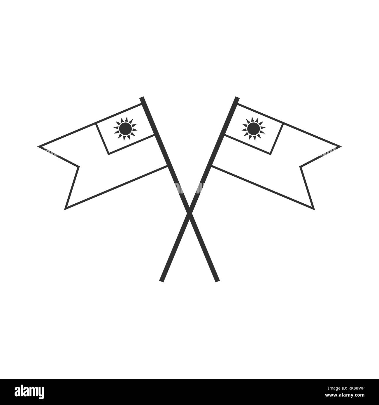 Taiwan flag icon in black outline flat design. Independence day or ...
