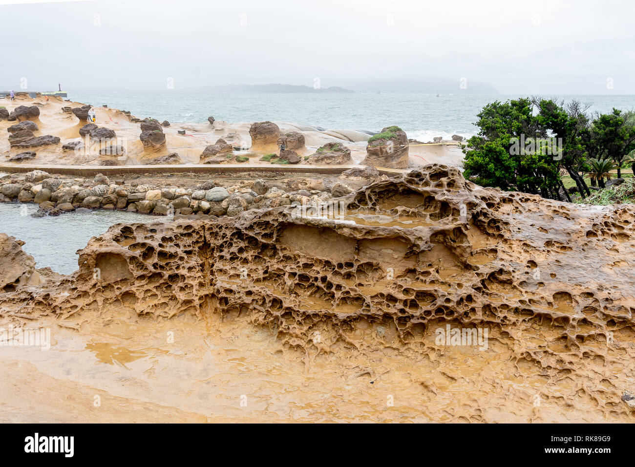 Yehliu Natural Landscape at Yehliu Geopark in Taiwan. Yehliu Geopark is ...