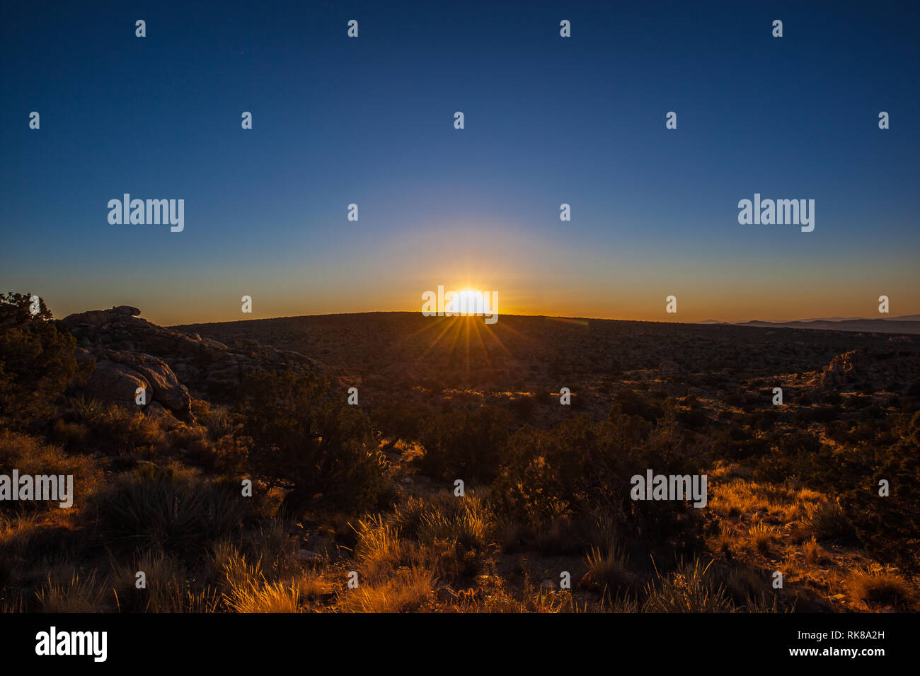 Sunset in the Mojave National Preserve, located in the Mojave Desert of ...