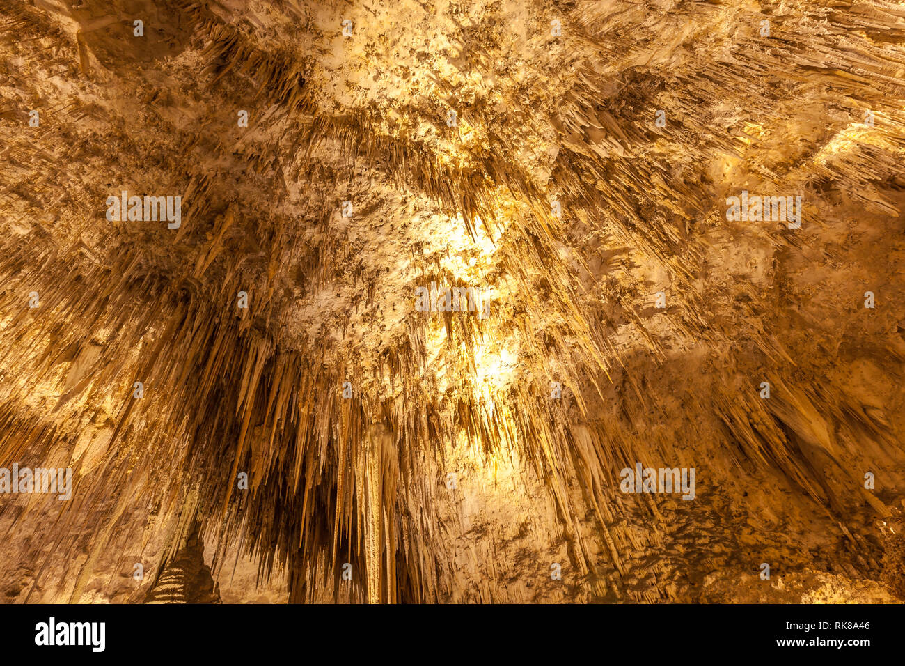 View in the caves at Carlsbad Caverns National Park, New Mexico, a well ...