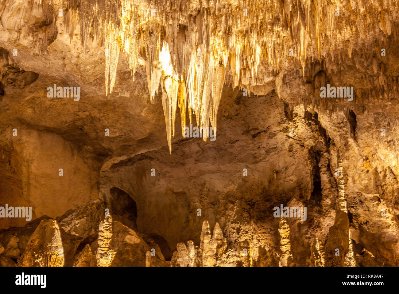 View in the caves at Carlsbad Caverns National Park, New Mexico, a well ...
