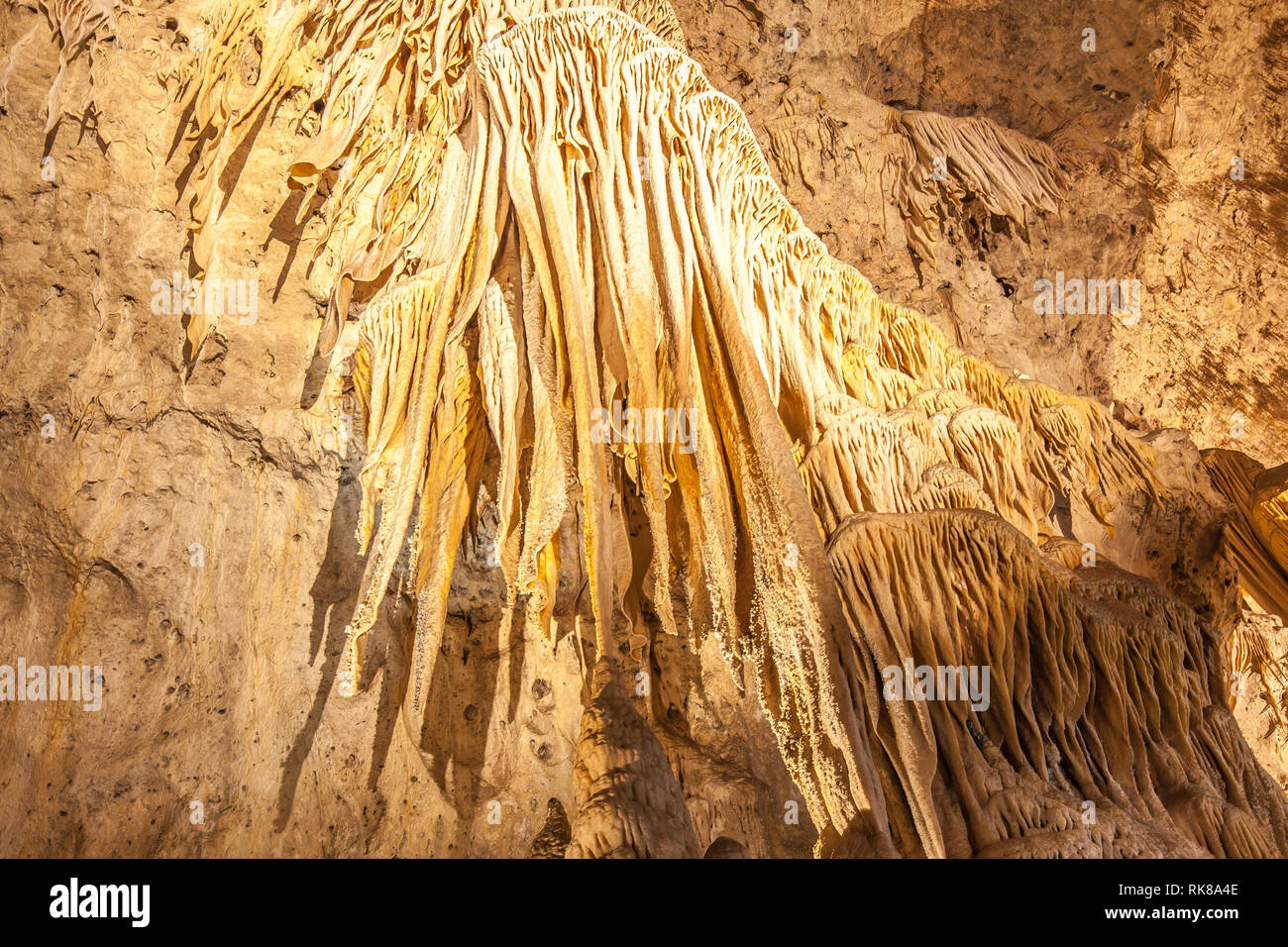 View in the caves at Carlsbad Caverns National Park, New Mexico, a well ...