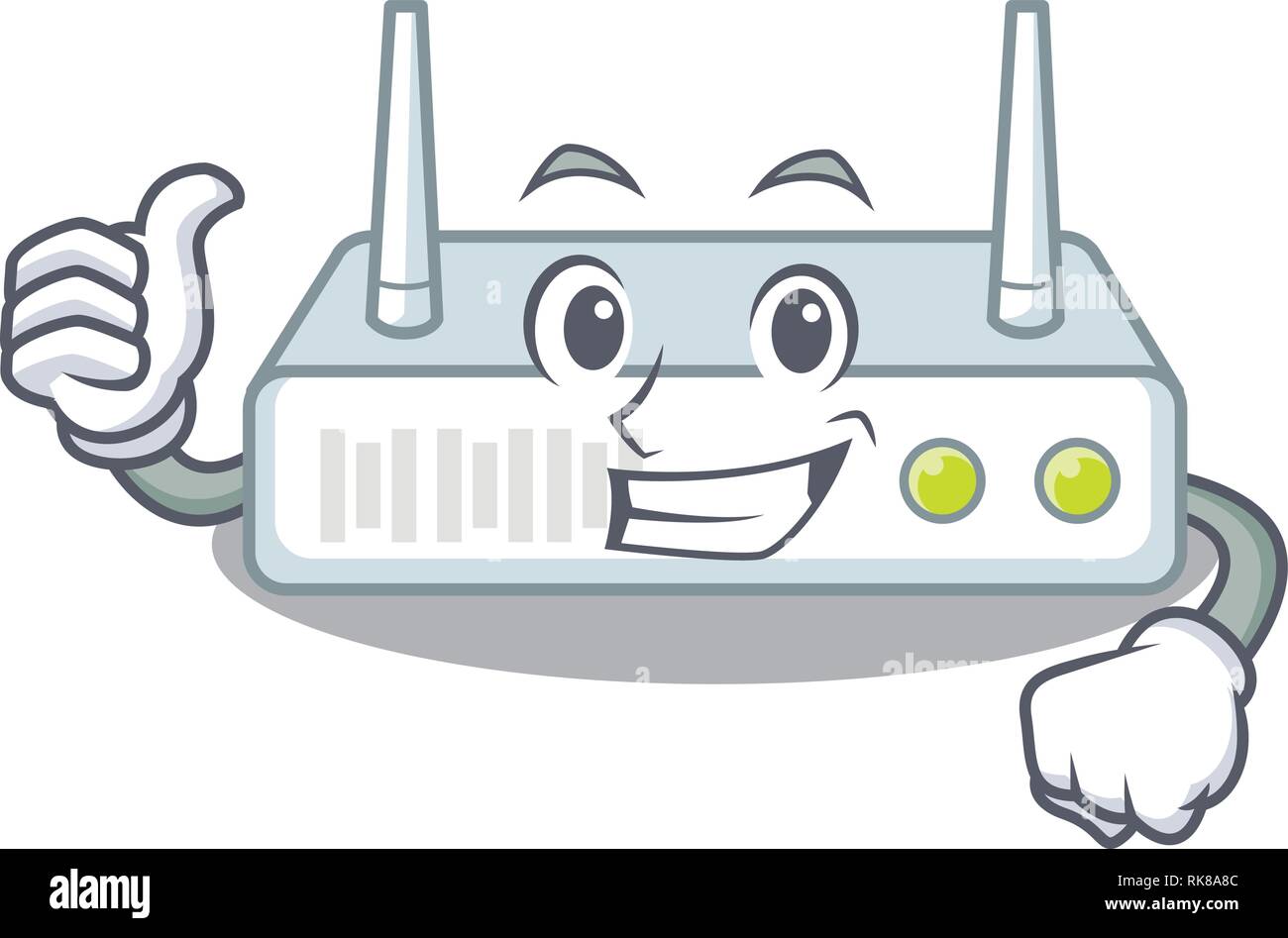 Thumbs up router is installed in cartoon wall Stock Vector Image & Art ...