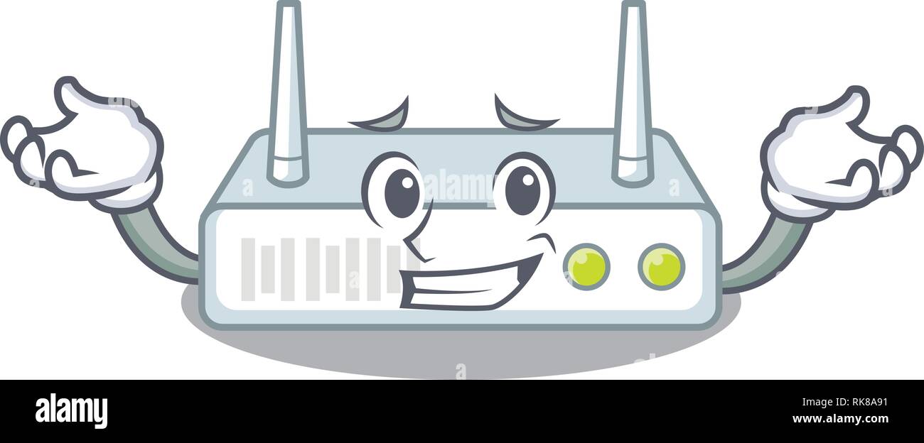 Grinning router is installed in cartoon wall Stock Vector Image & Art ...