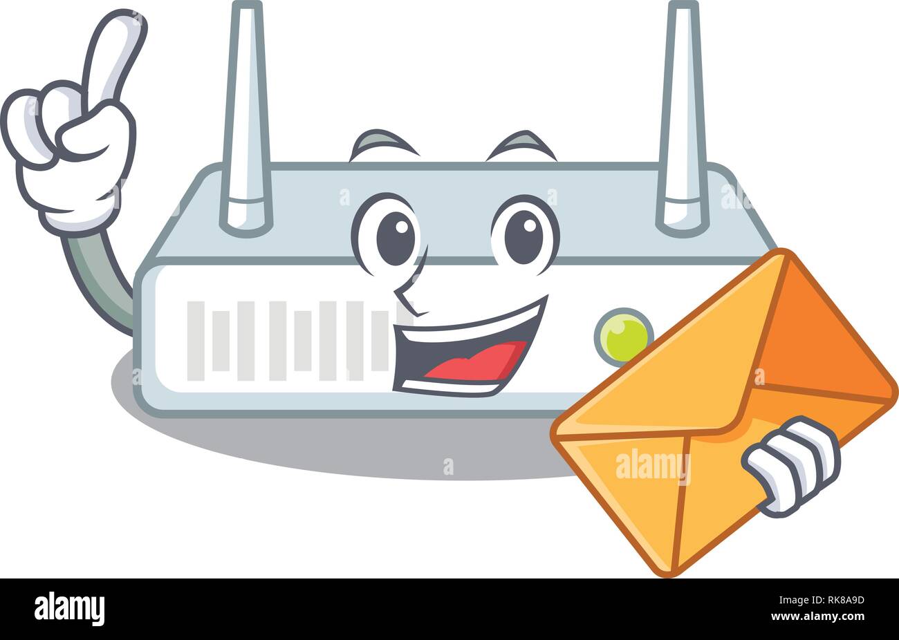 With envelope router is installed in cartoon wall Stock Vector Image ...