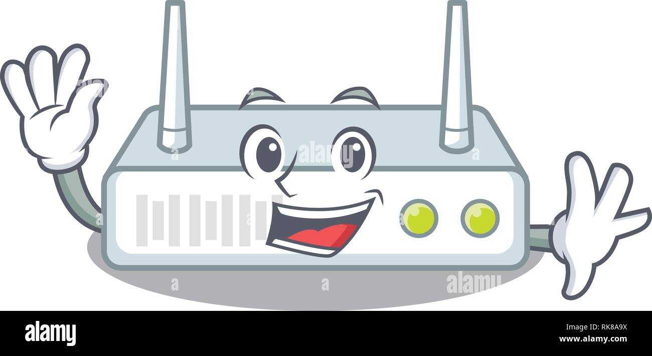 Waving router is installed in cartoon wall Stock Vector Image & Art - Alamy