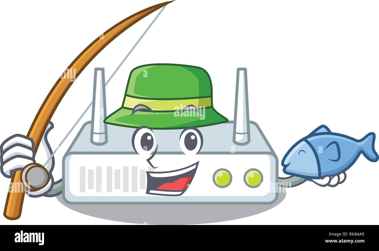Fishing router isolated with in the mascot Stock Vector Image & Art - Alamy