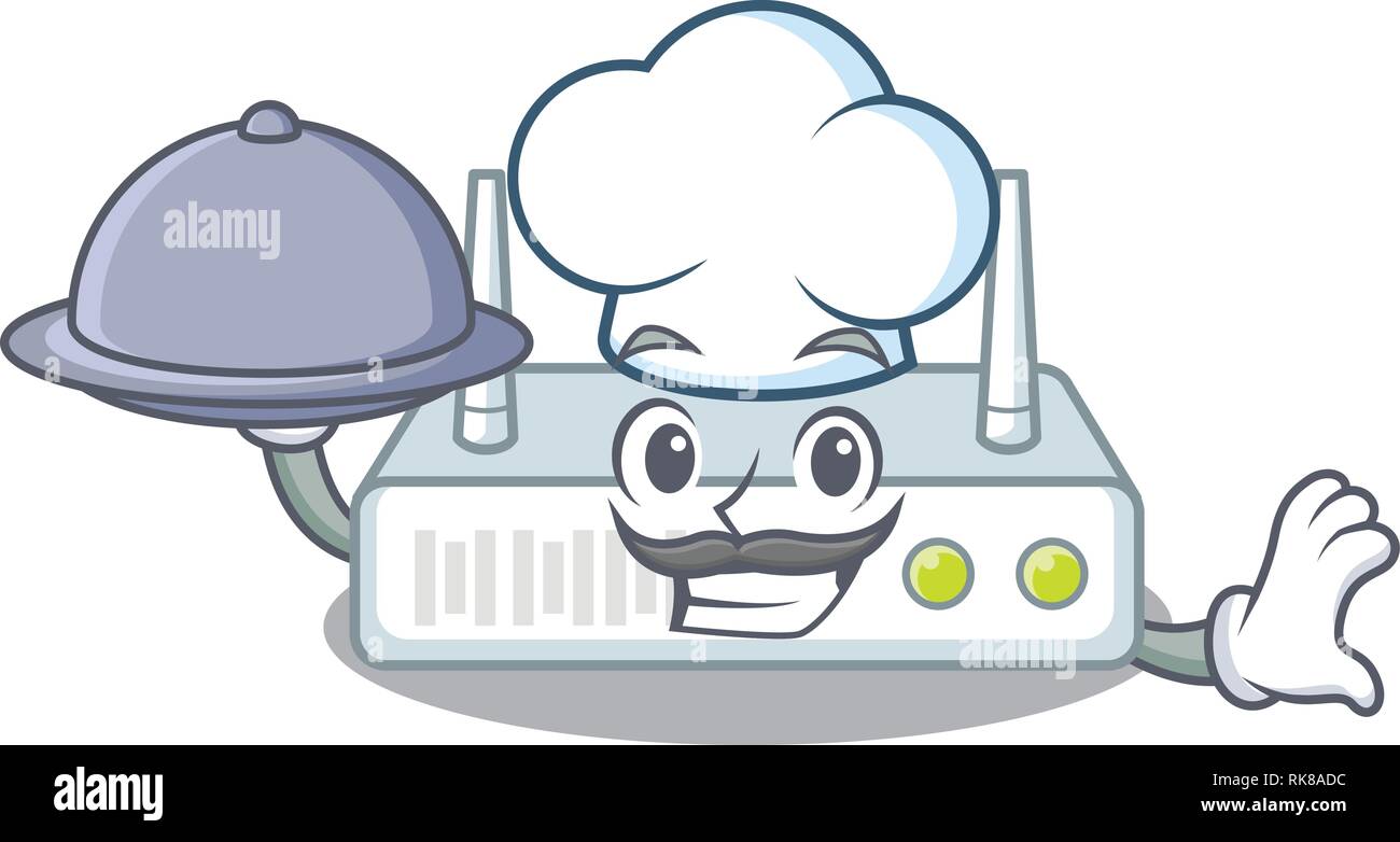 Chef with food router isolated with in the mascot Stock Vector Image ...