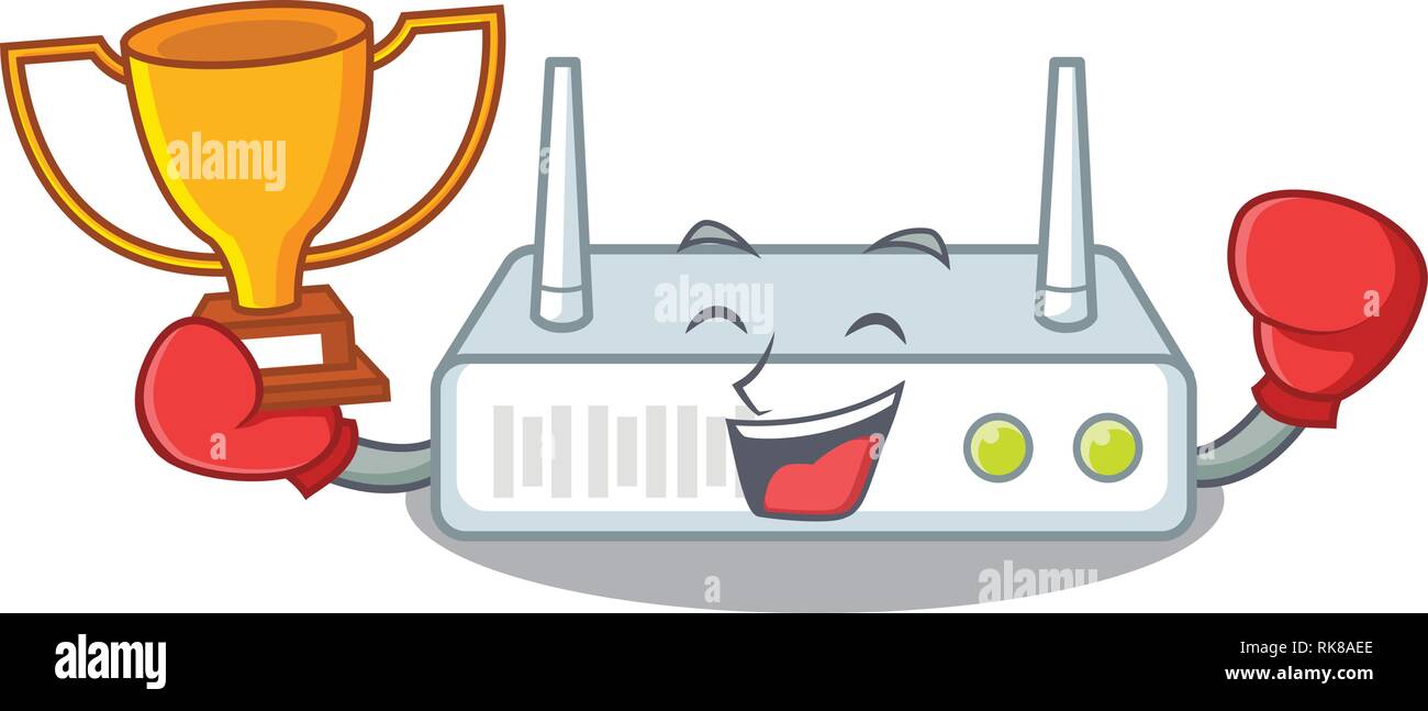 Boxing winner router placed on wooden cartoon table Stock Vector Image ...