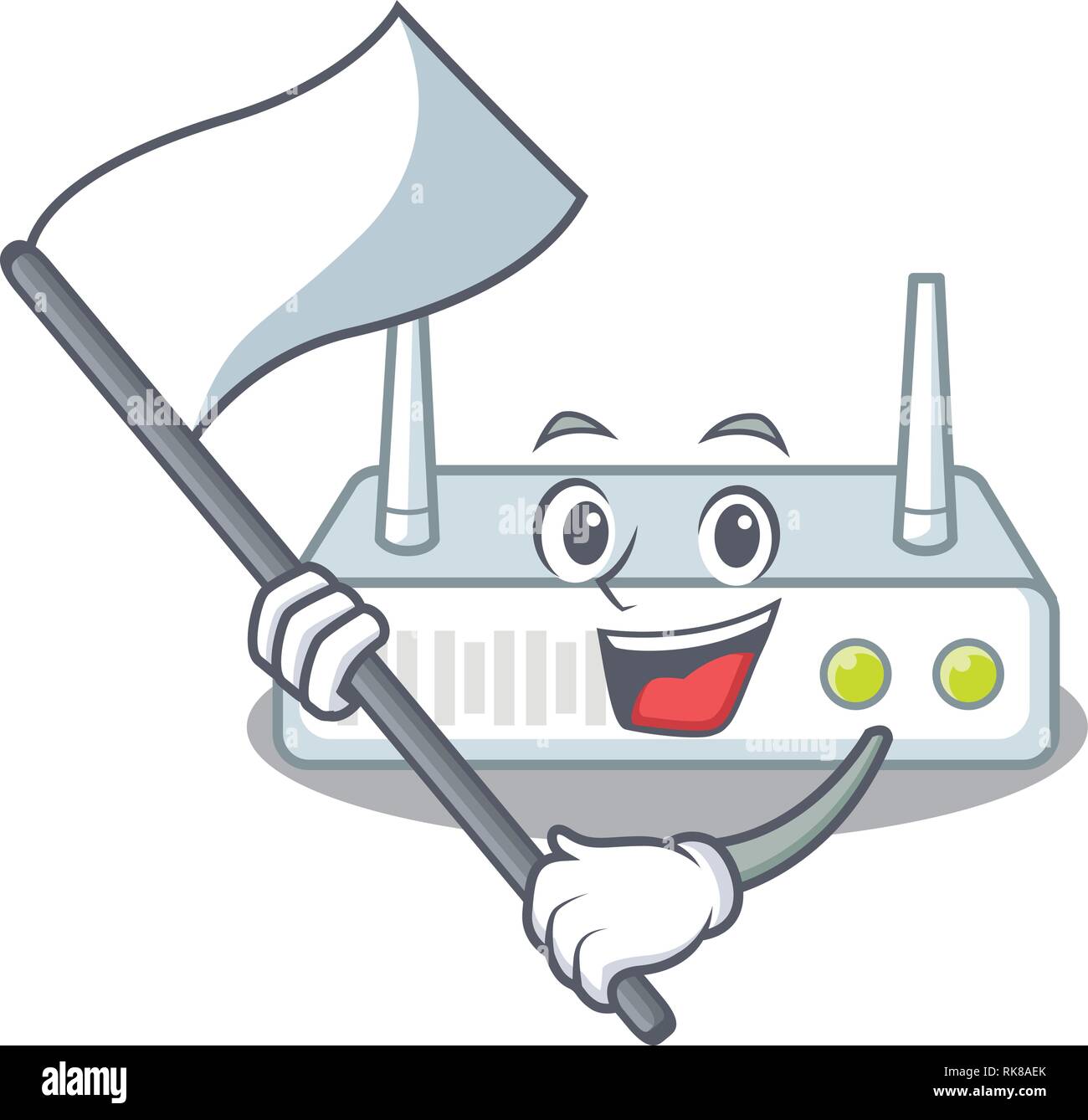 With flag router placed on wooden cartoon table Stock Vector Image ...