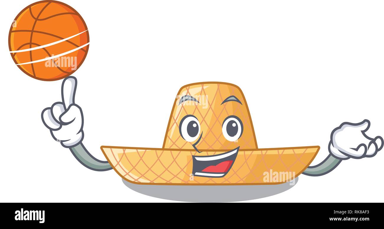 With basketball straw hat isolated with the character Stock Vector ...