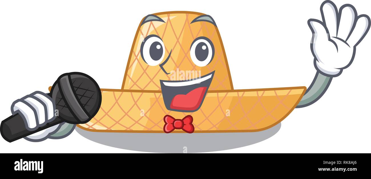 Singing straw hat in a wooden cartoon Stock Vector Image & Art - Alamy