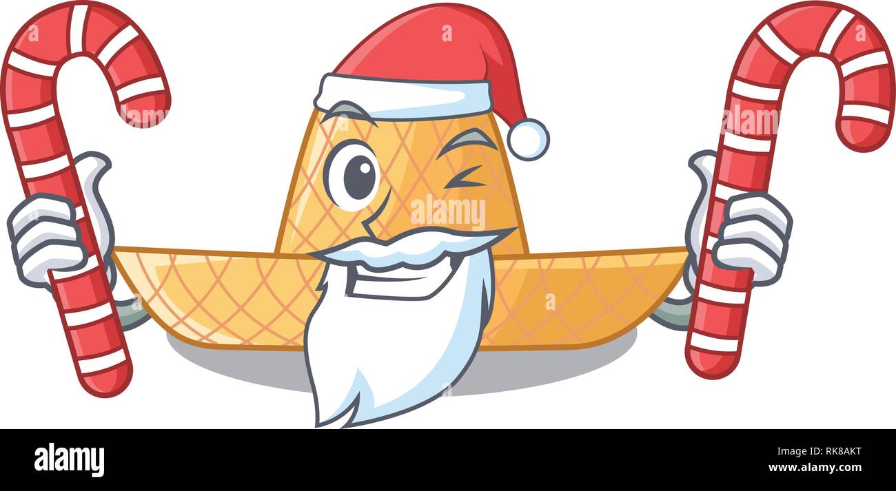 Santa with candy straw hat in cartoon wood shape Stock Vector Image ...
