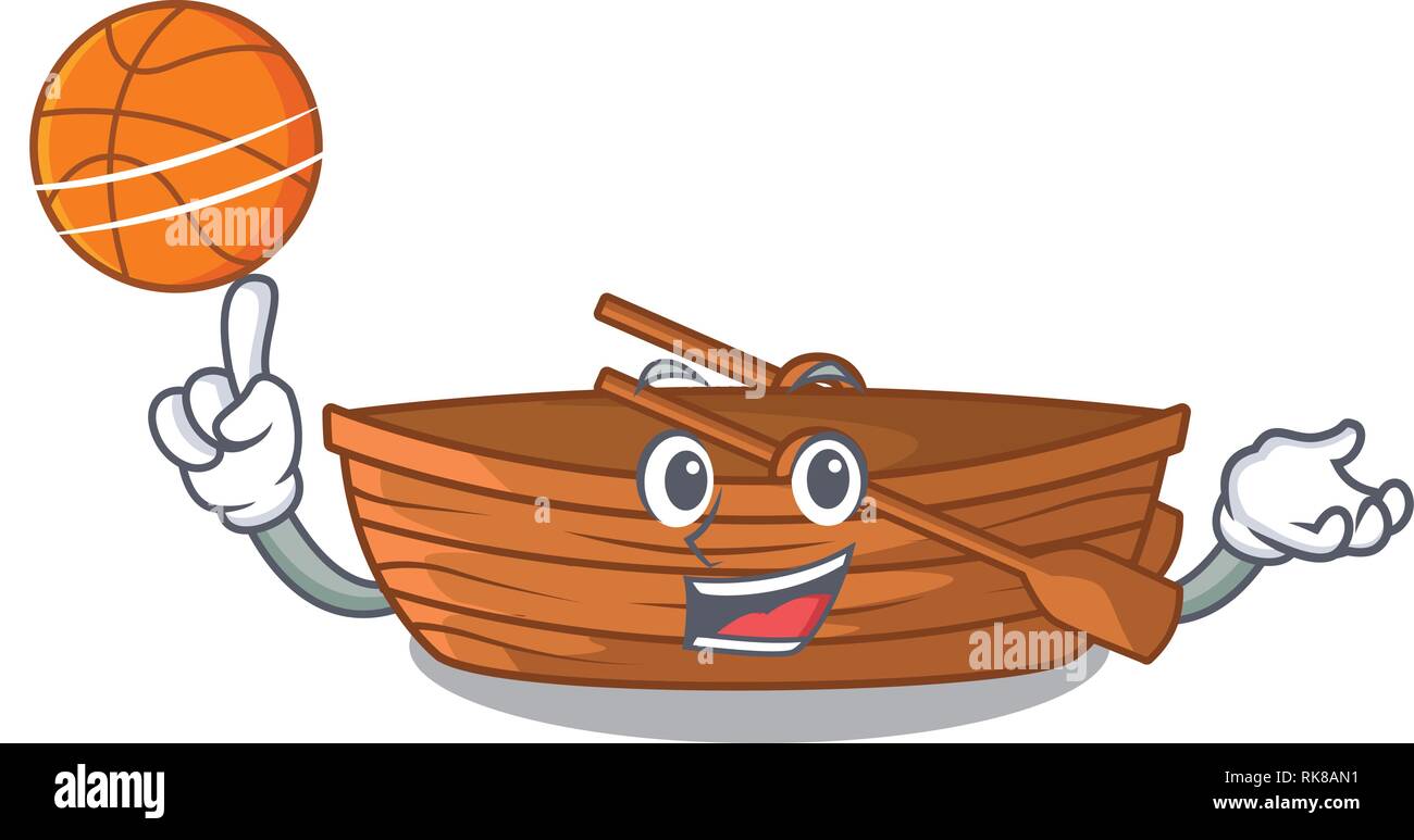 With basketball wooden boat in the cartoon shape Stock Vector Image ...