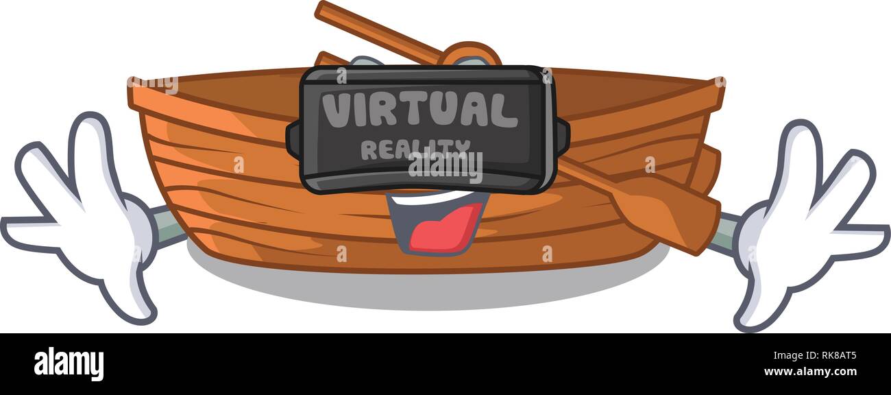 Virtual reality wooden boat sail at sea character Stock Vector Image ...