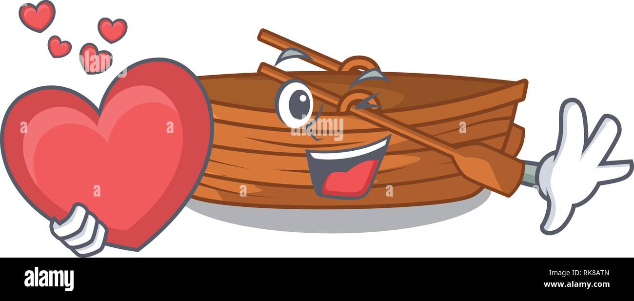 With heart wooden boat sail at sea character Stock Vector Image & Art ...