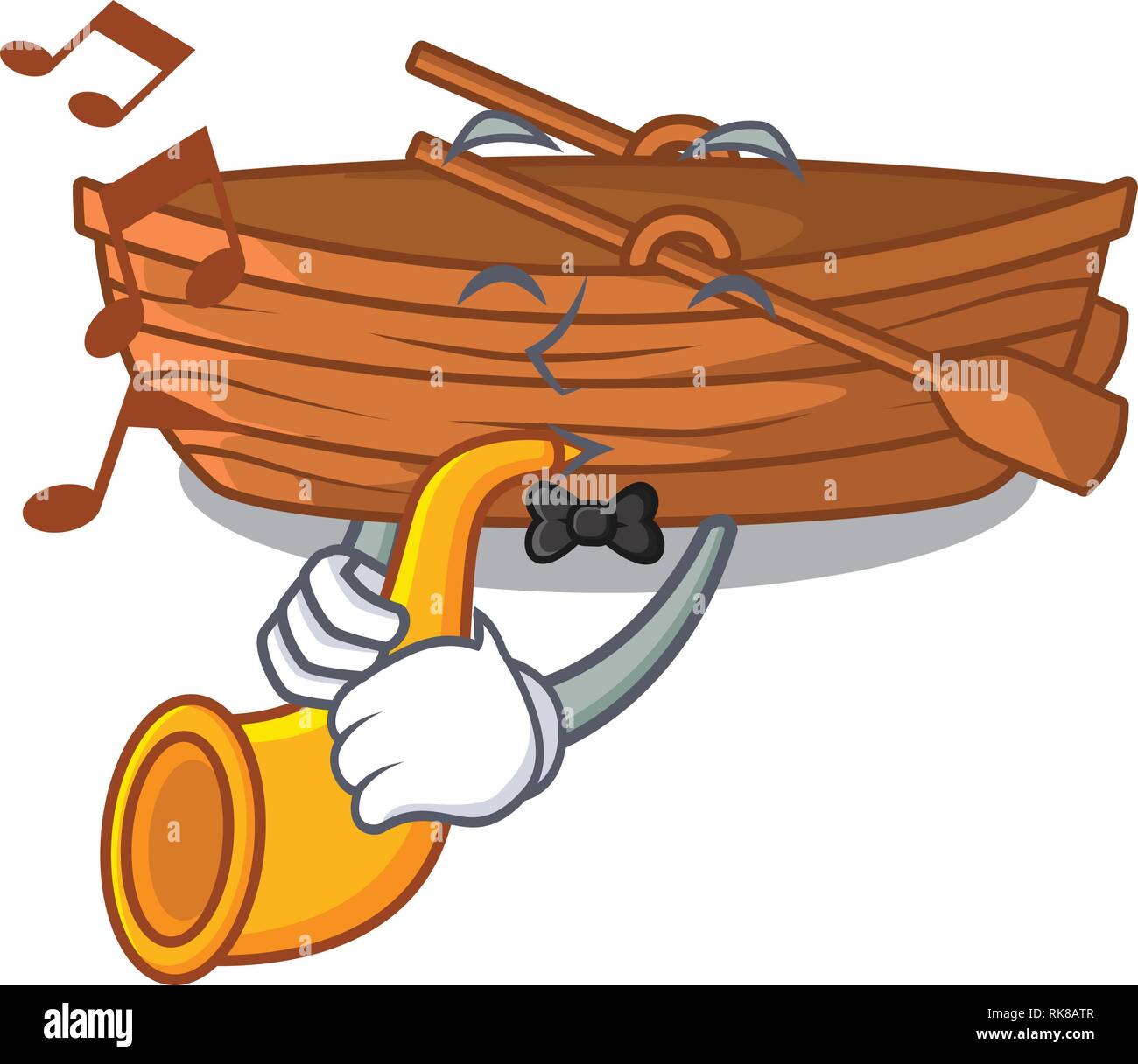 With trumpet wooden boat sail at sea character Stock Vector Image & Art ...