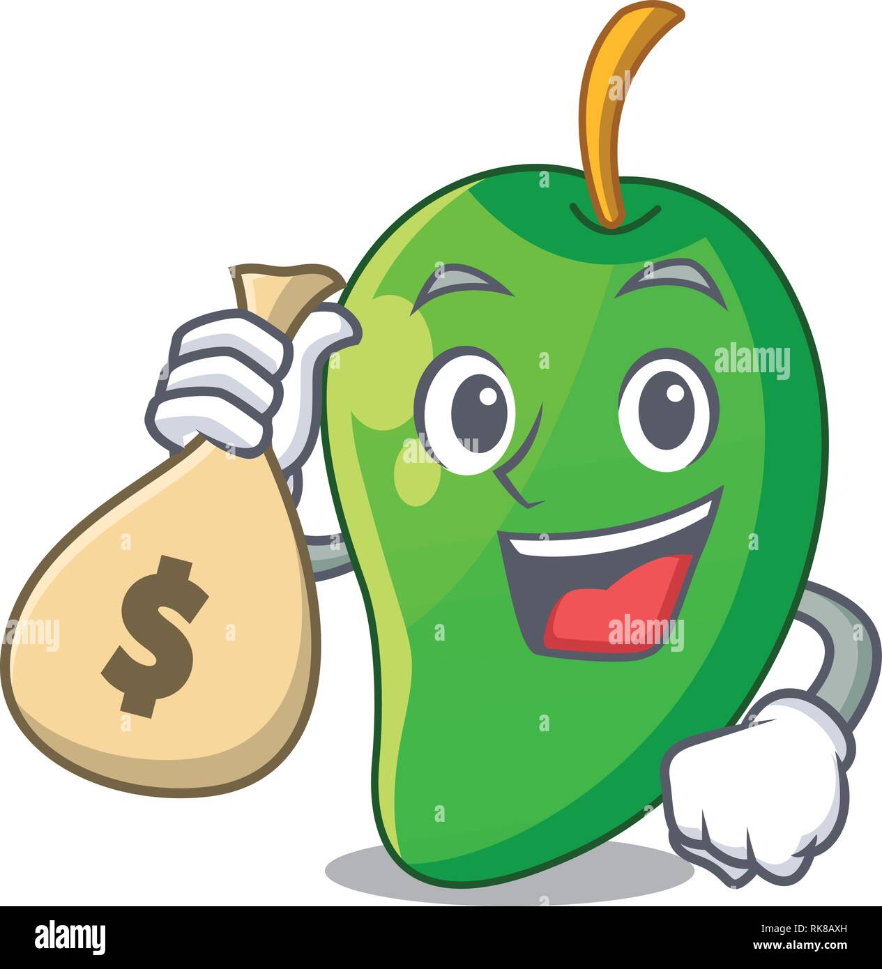 With money bag green mango in basket of cartoons Stock Vector Image ...