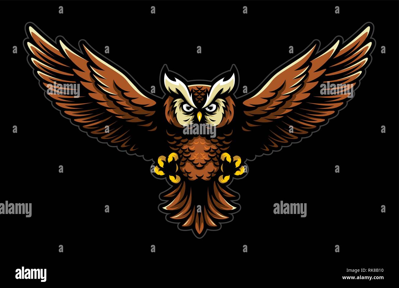 Flying Owl with Open Wings and Claws Logo Mascot in Sport Style Stock ...