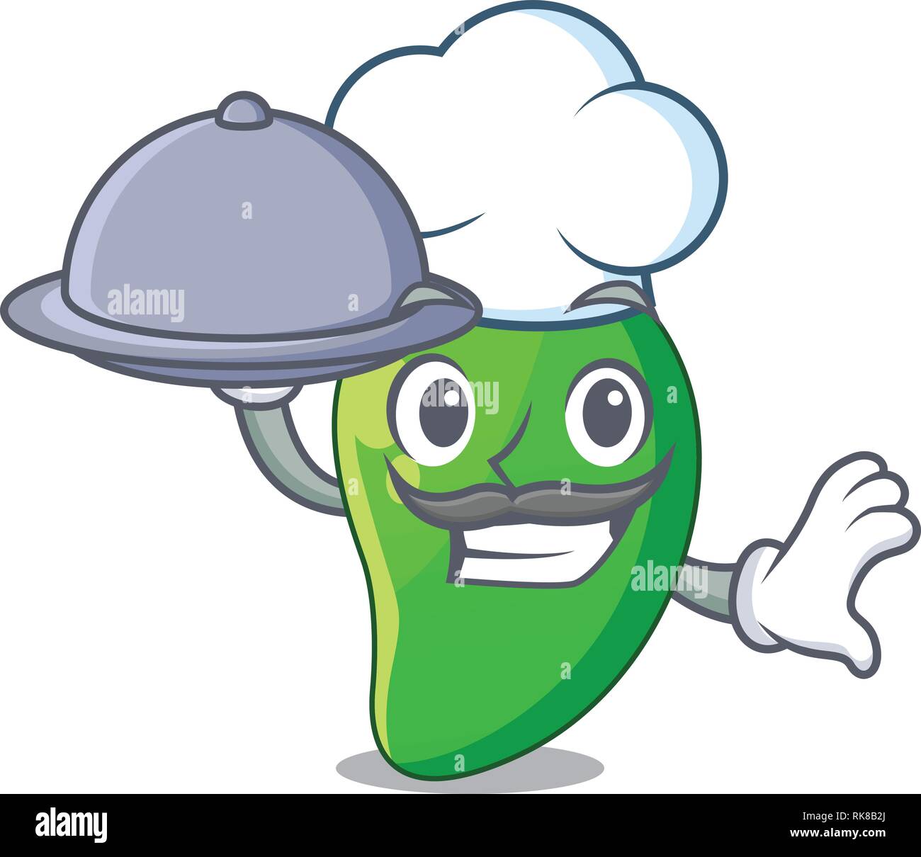 Chef with food green mango in the cartoon shape Stock Vector Image ...