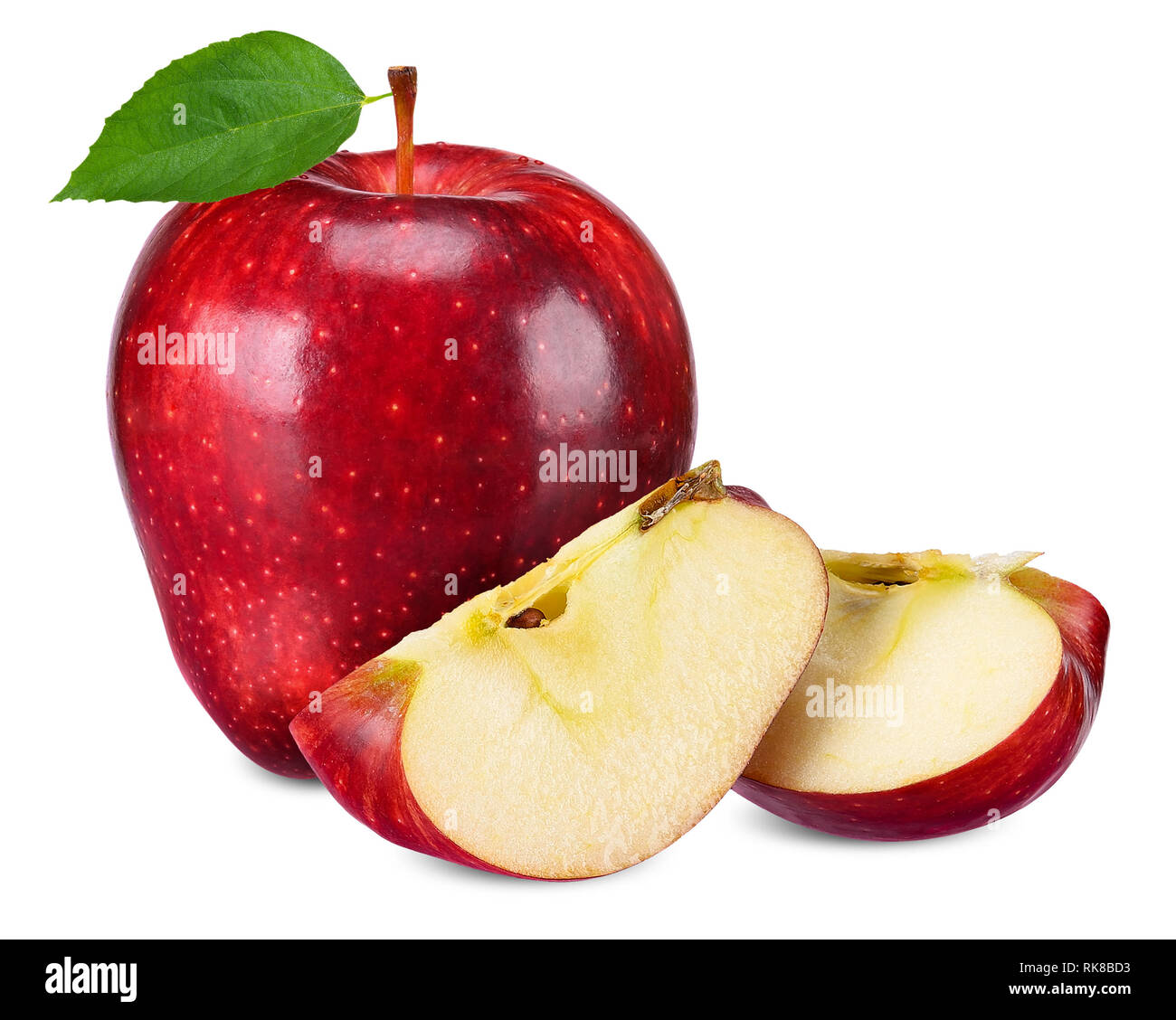 Red apple and slice with leap isolated clipping path Stock Photo - Alamy