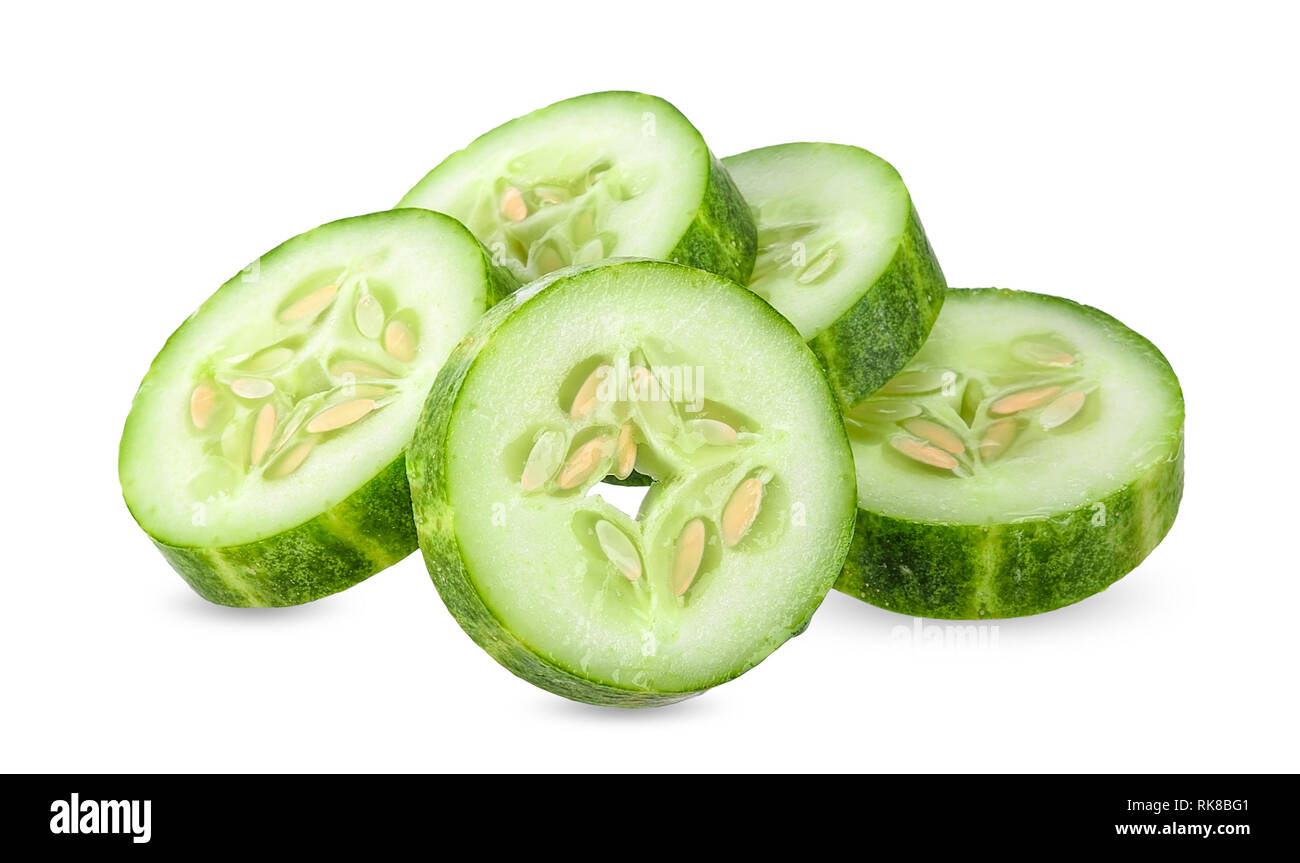 Slice cucumber isolated on white with clipping path Stock Photo - Alamy