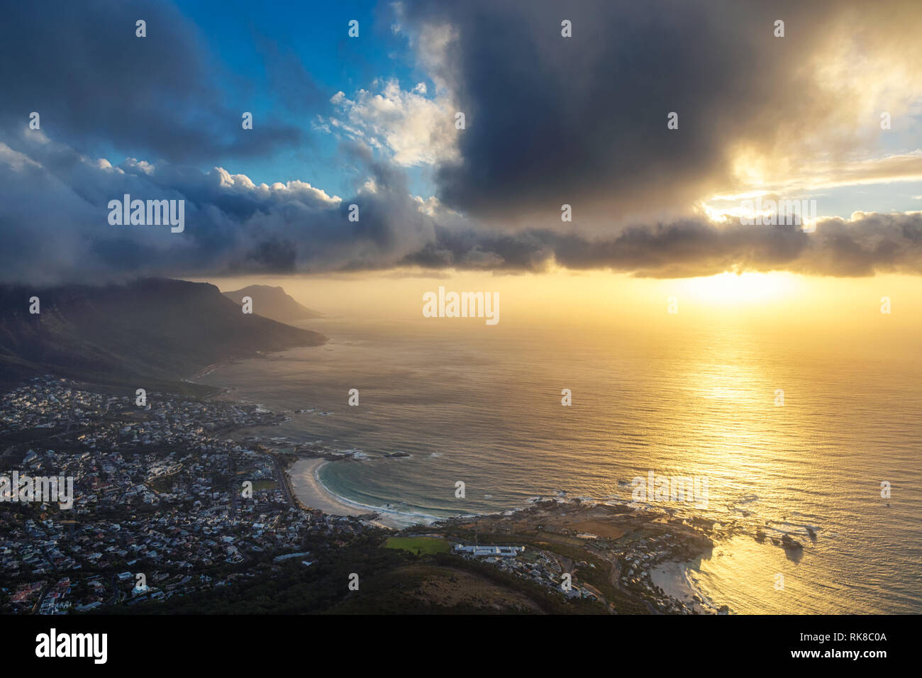 Lion's head top view at sunset with beatiful clouds in the sky Stock ...