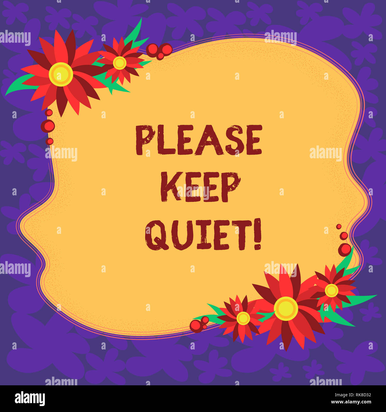 Handwriting text Please Keep Quiet. Concept meaning prevent someone ...