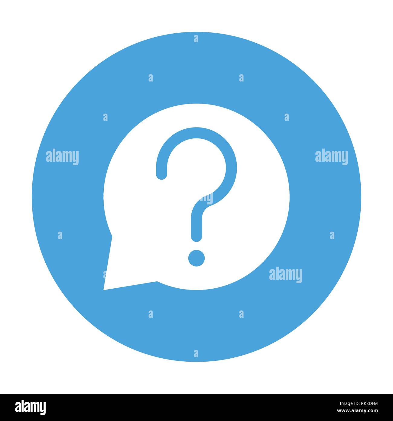 Bubble chat with question sign in Blue Circle isolated on white ...