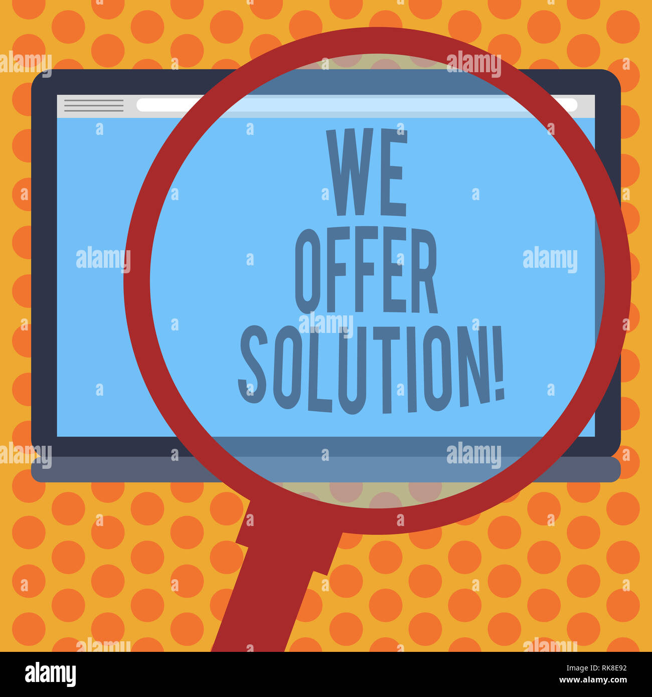 Writing note showing We Offer Solution. Business photo showcasing give means of solving problem ...