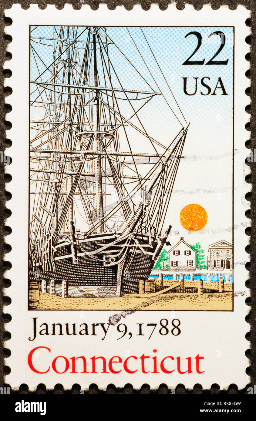 Celebration of Connecticut on american postage stamp Stock Photo - Alamy
