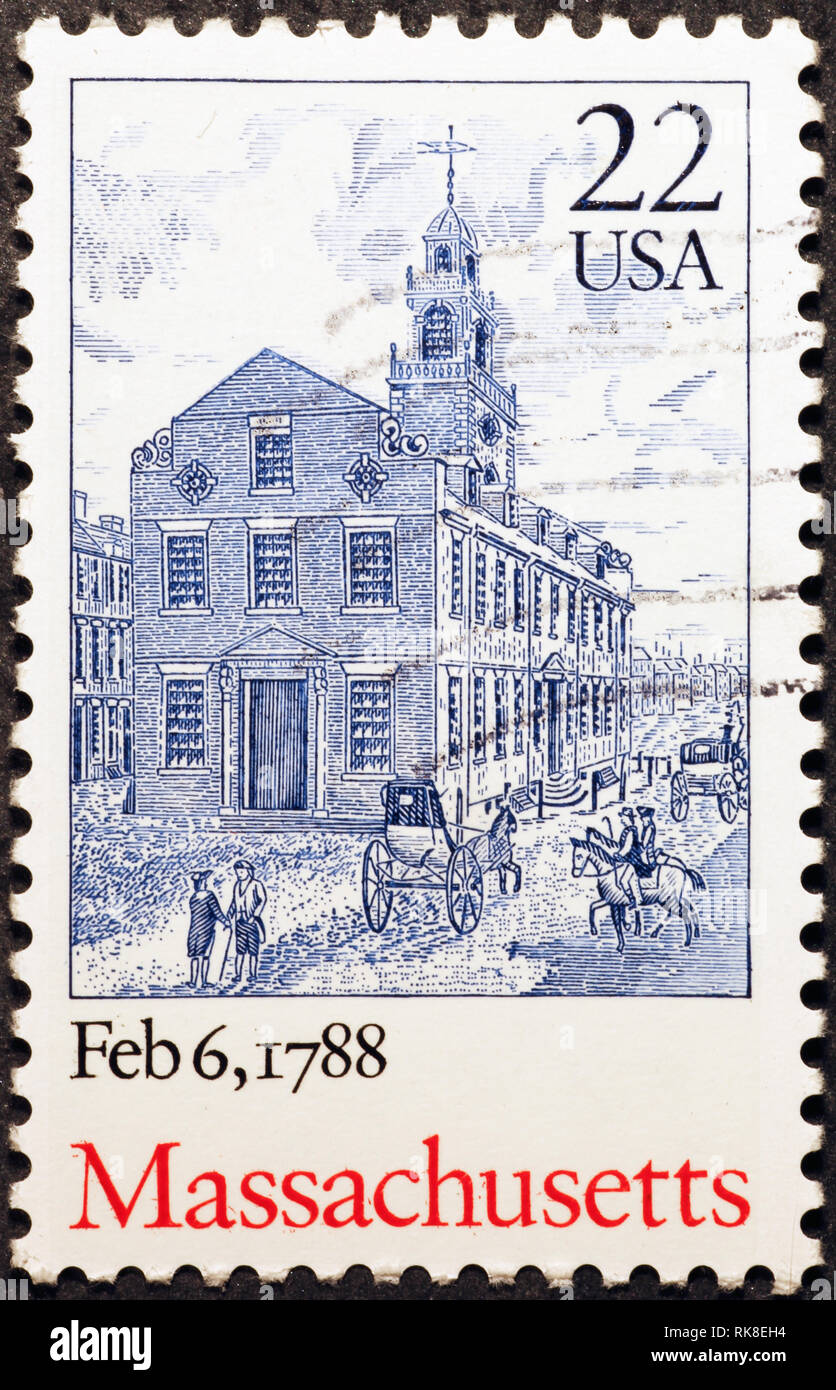 Celebration of Massachusetts on american postage stamp Stock Photo - Alamy