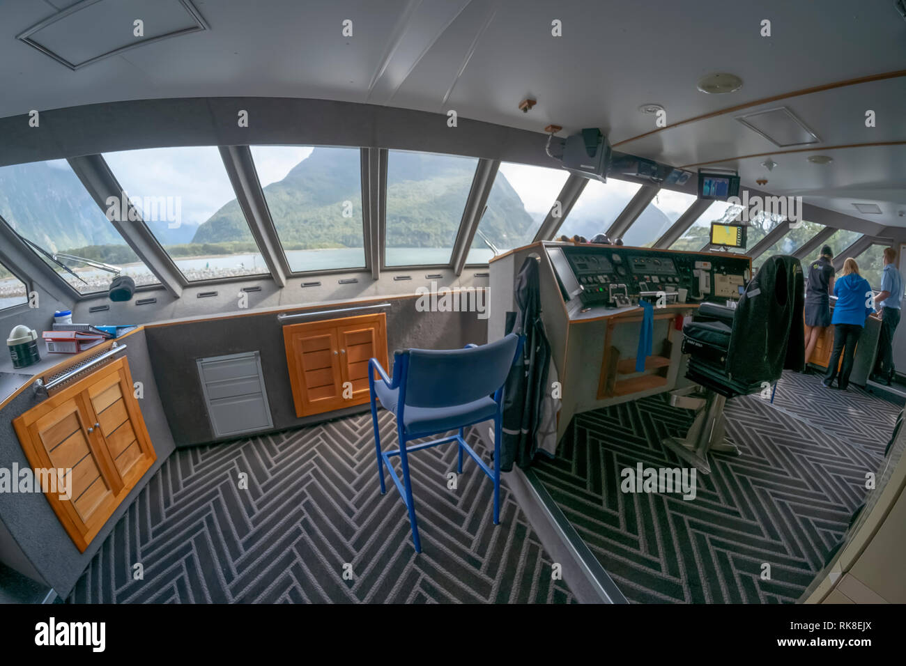 fisheye image of the bridge of the Milford sovereign an excursion boat ...