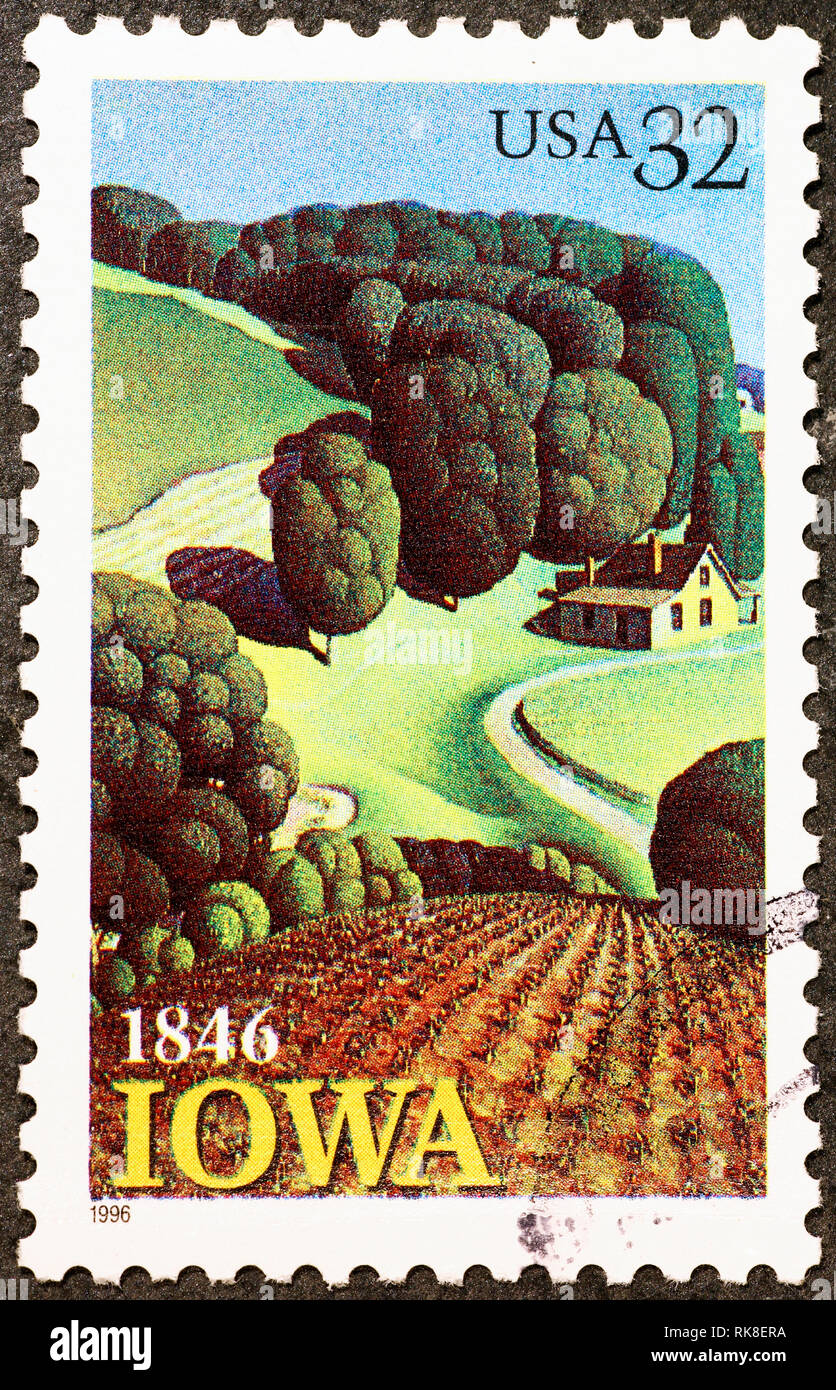 Country of Iowa on american postage stamp Stock Photo - Alamy