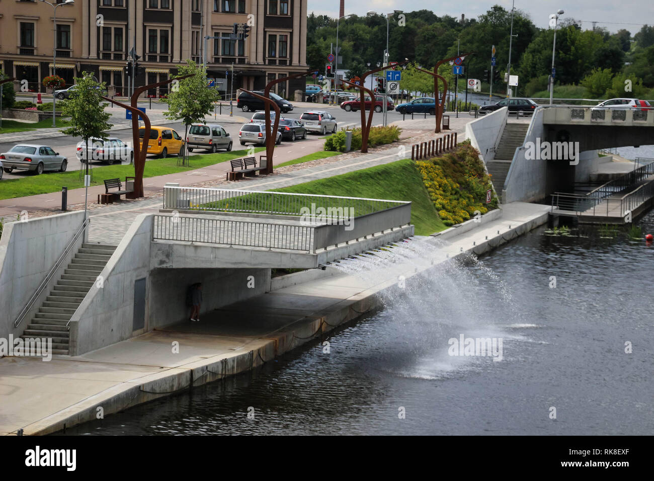 Promenade, river Lielupe in Jelgava city, Latvia Stock Photo - Alamy