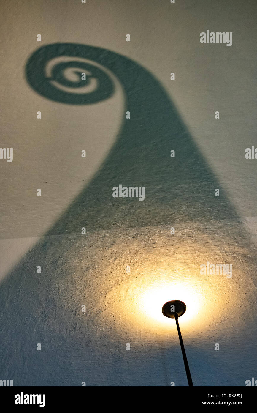 Viking ship tail and its shadow, located in the Viking Ship Museum in ...